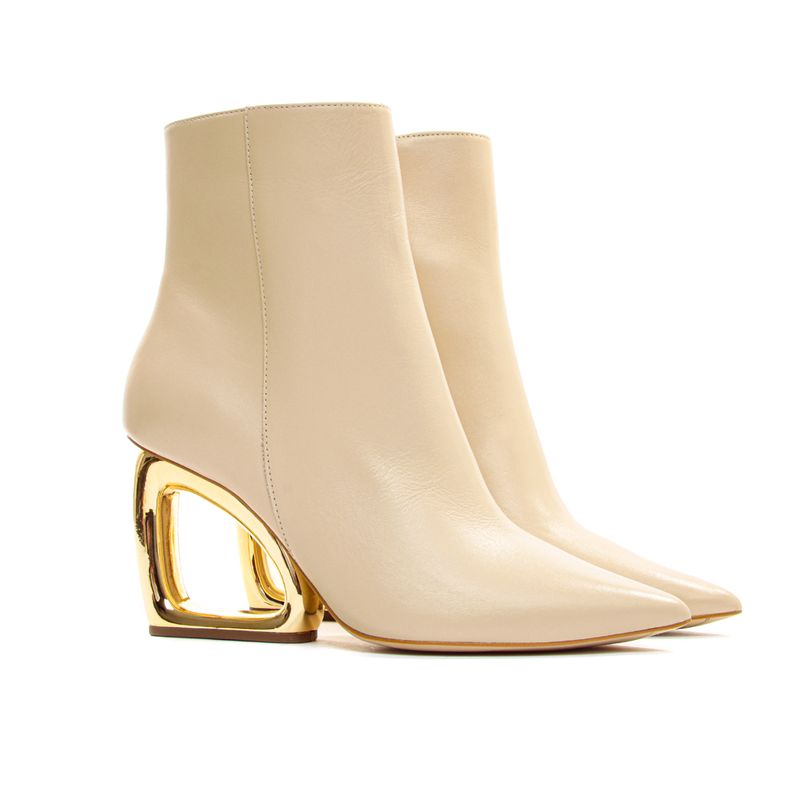 Bota Couro Creme Cano Curto Cecconello 2202001-5